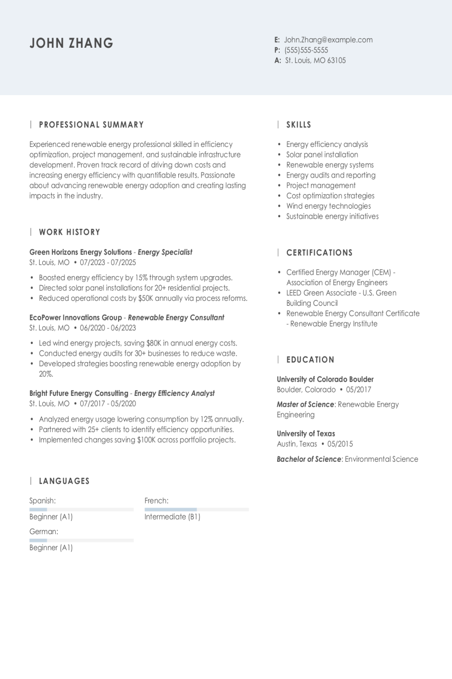 Energy Resume Examples & Templates