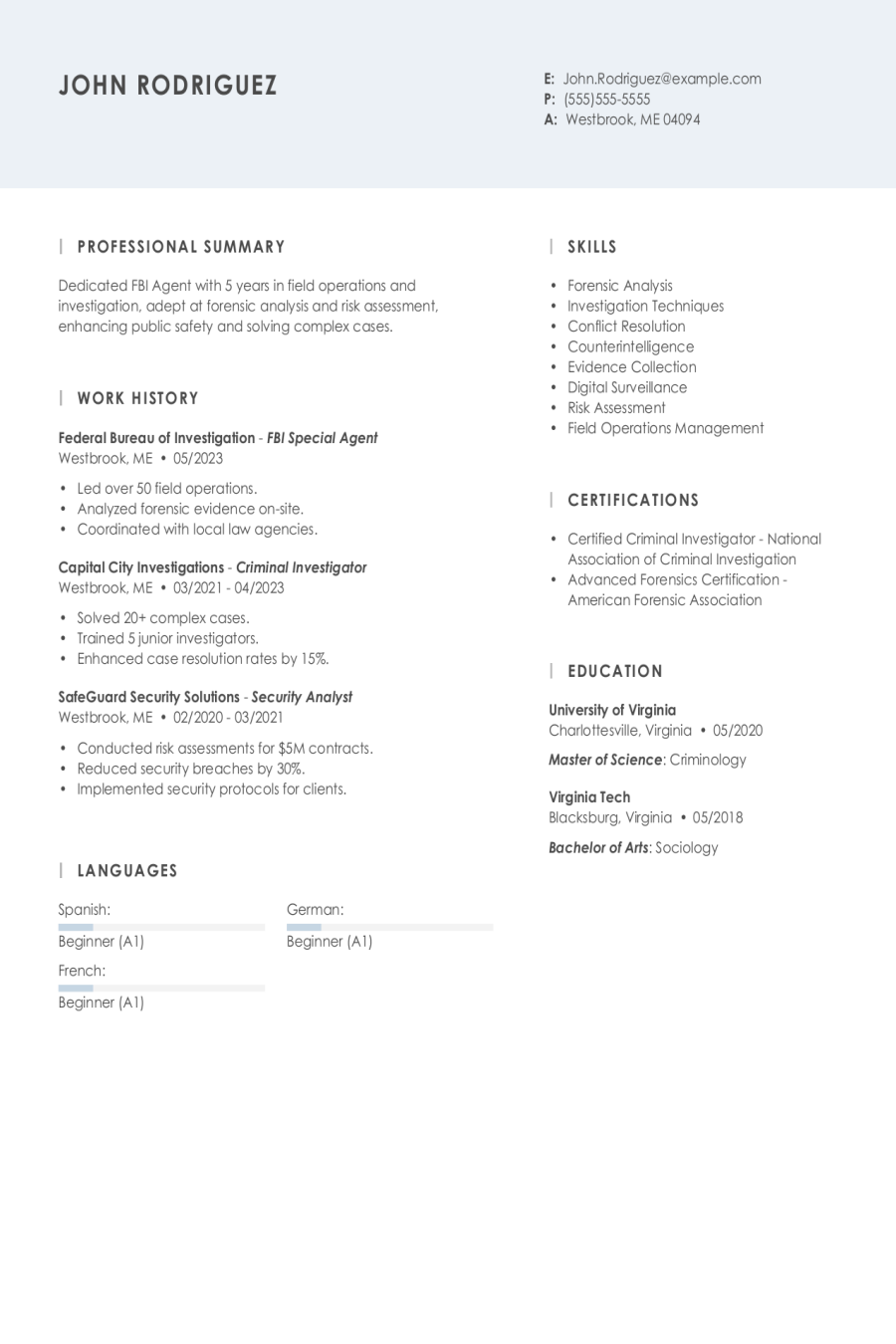 Fbi Agent Resume Examples & Templates (2025)