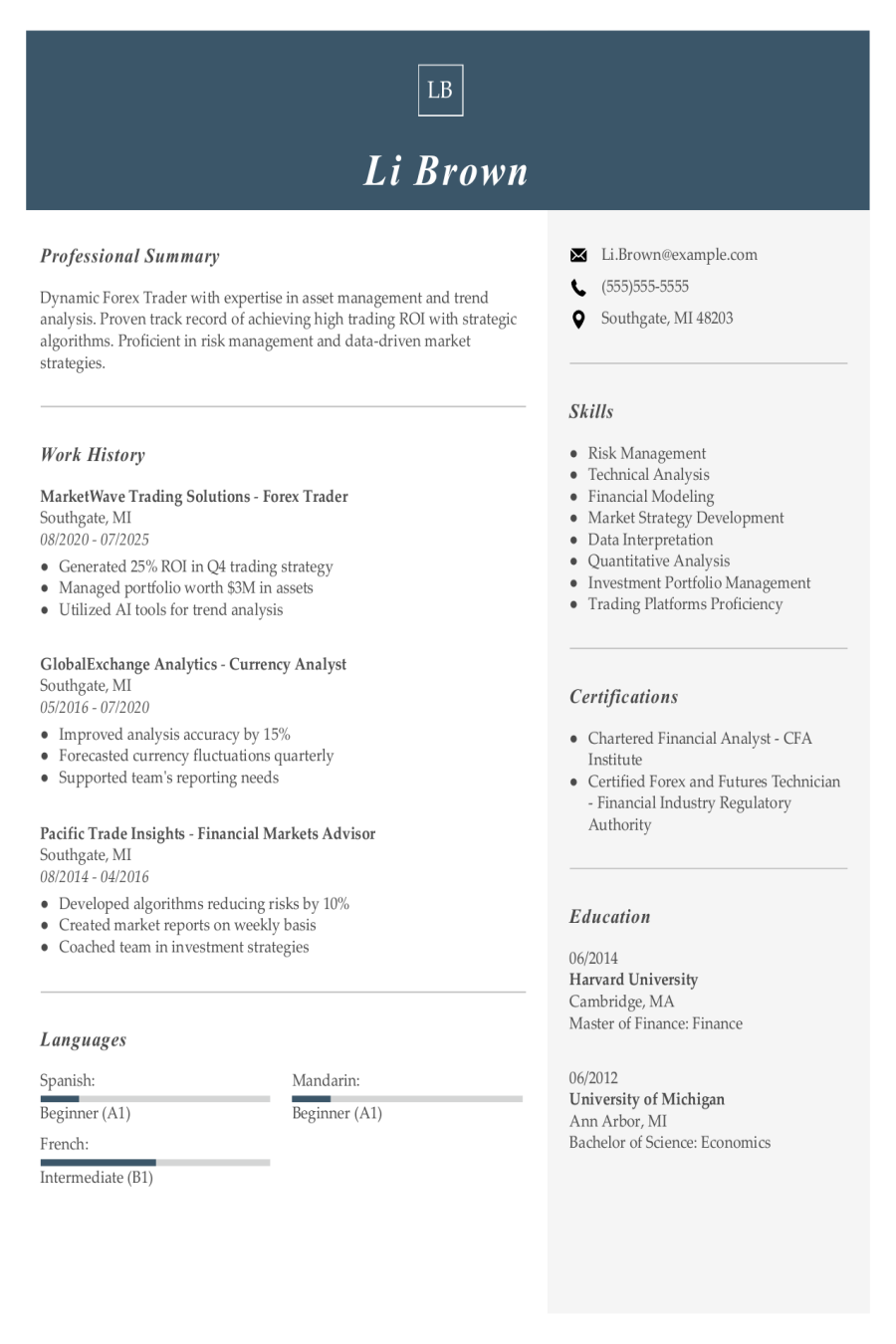 Forex Trader Resume Examples & Templates (2025)
