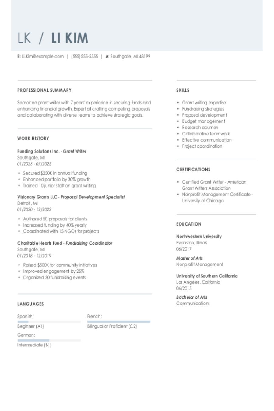 Grant Writer Resume Examples & Templates (2025)