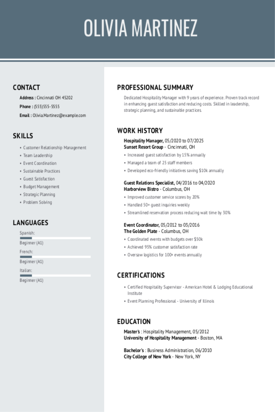 Hospitality Resume Examples & Templates (2025)
