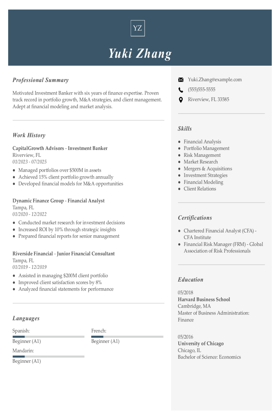 Investment Banker Resume Examples & Templates