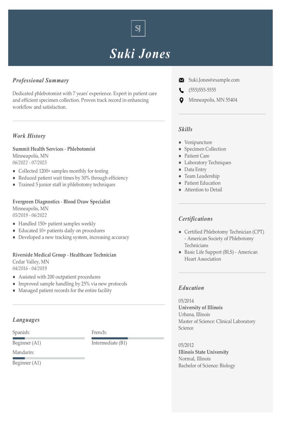Phlebotomy Resume Examples