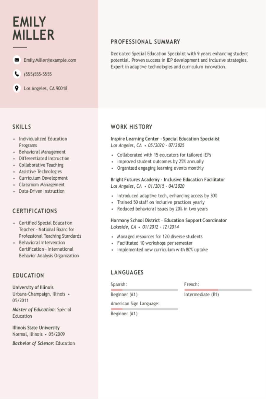Special Education Resume Examples & Templates