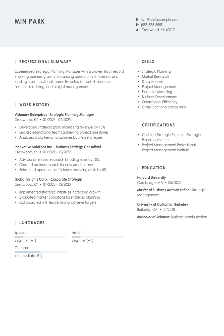Strategic Planning Resume Examples & Templates (2025)