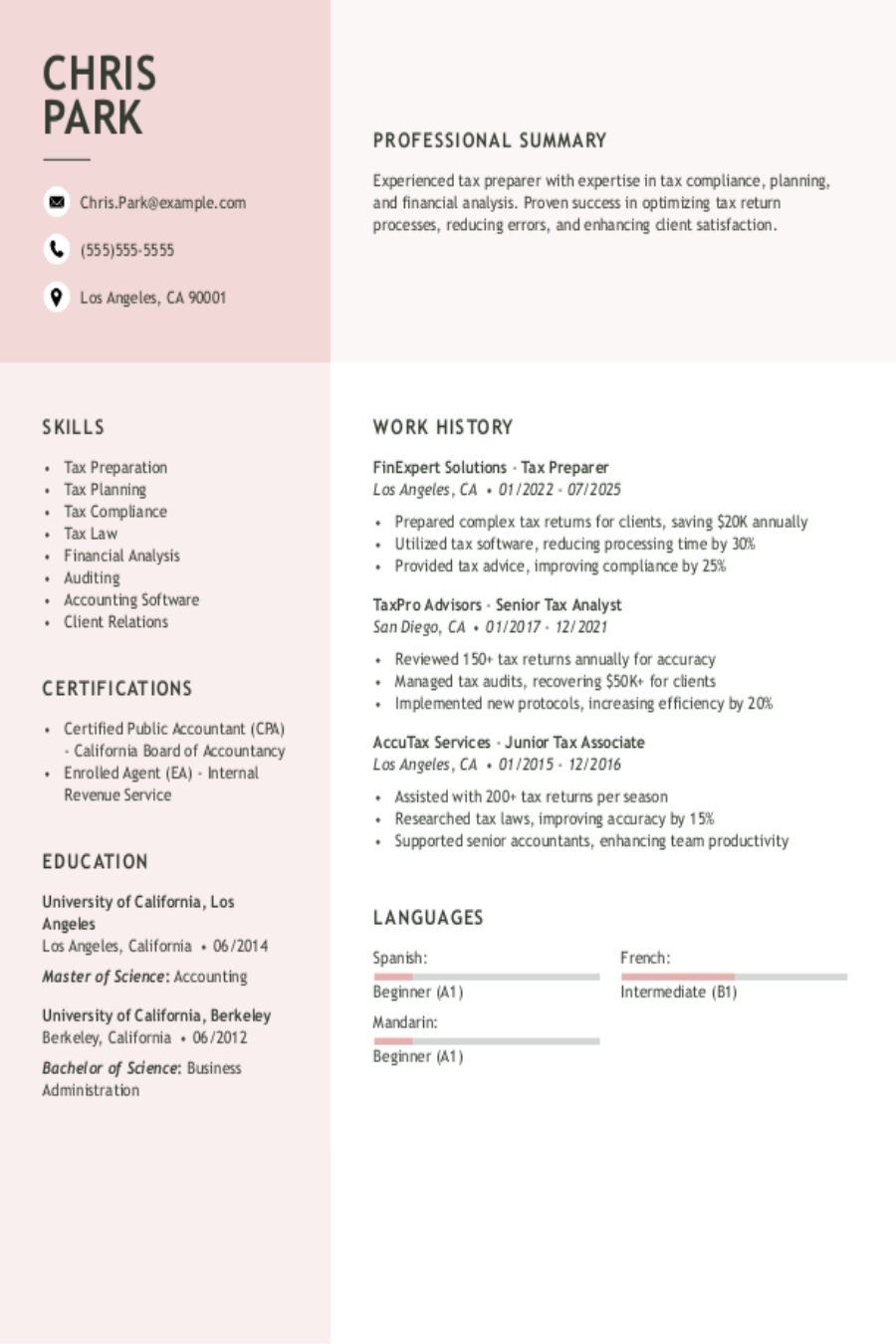 Tax Preparer Resume Examples & Templates