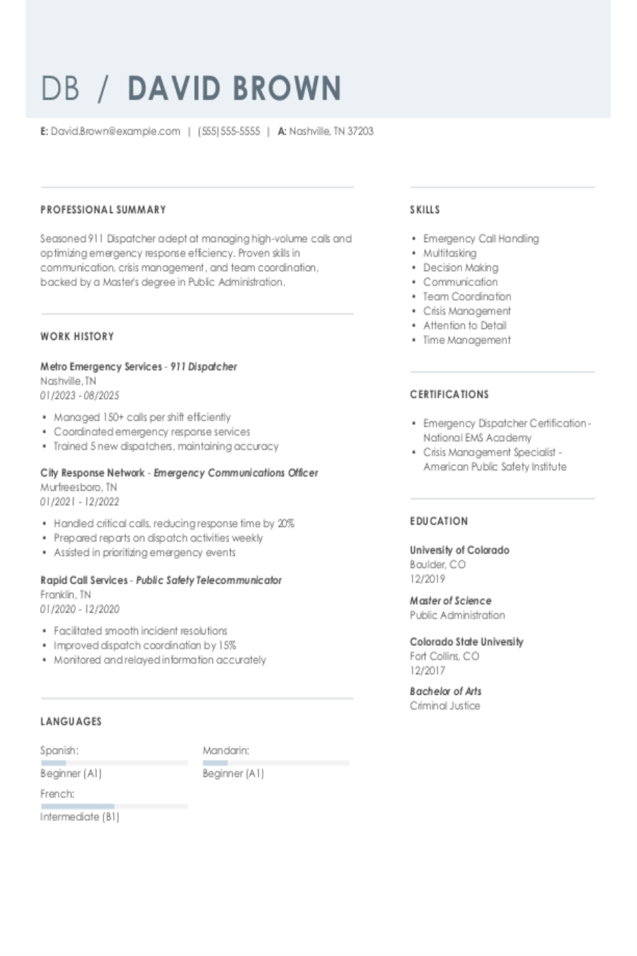 911 Dispatcher Resume Examples & Templates (2025)