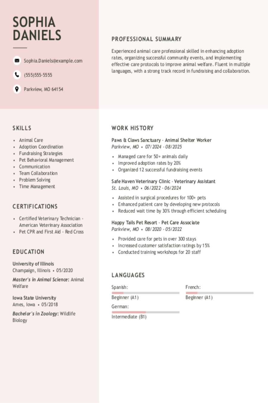 Animal Shelter Worker Resume Examples & Templates