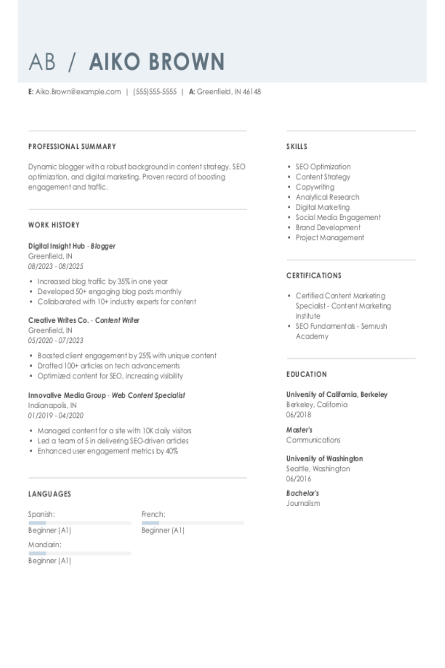 Blogger Resume Examples & Templates (2025)