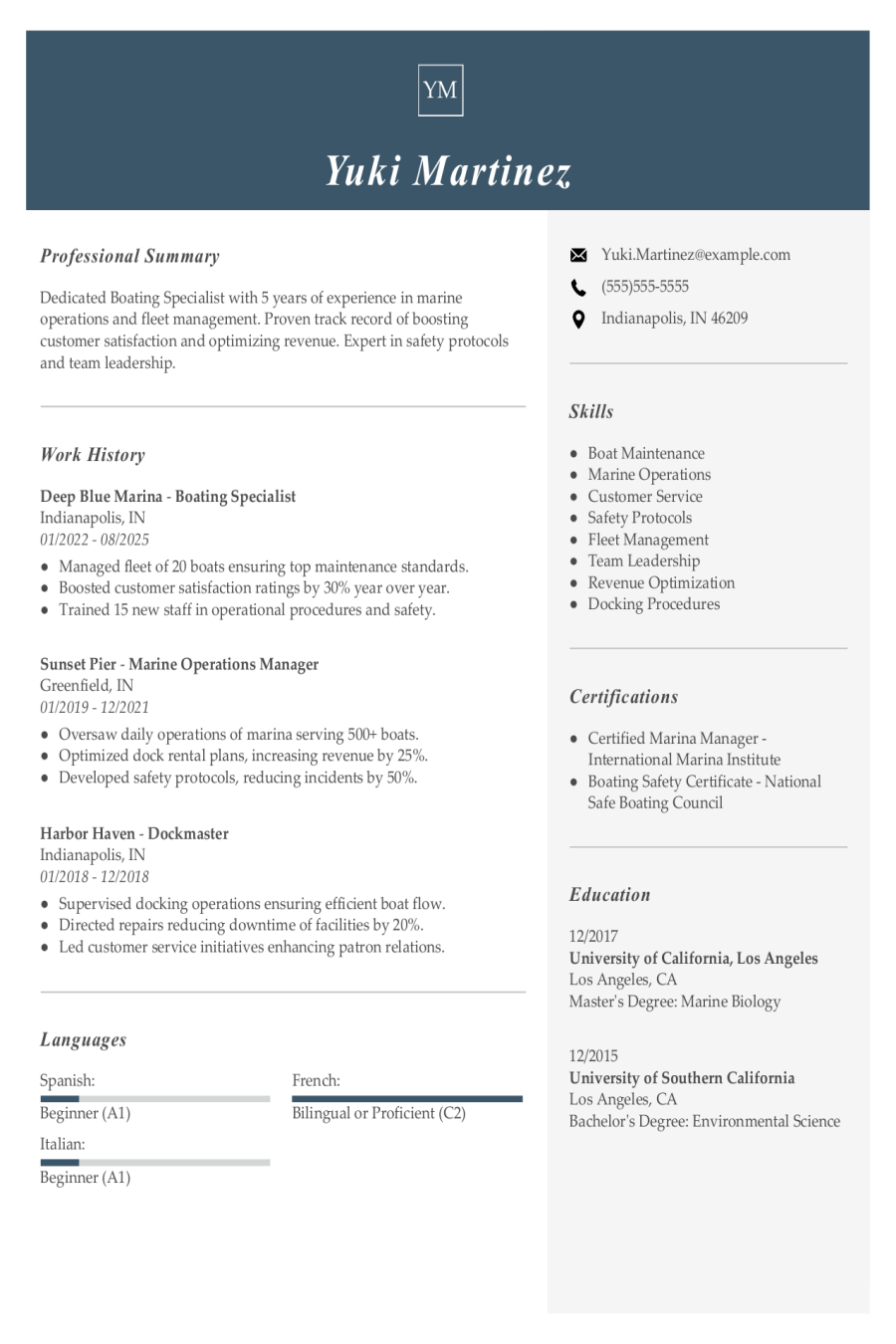 Boating Resume Examples & Templates