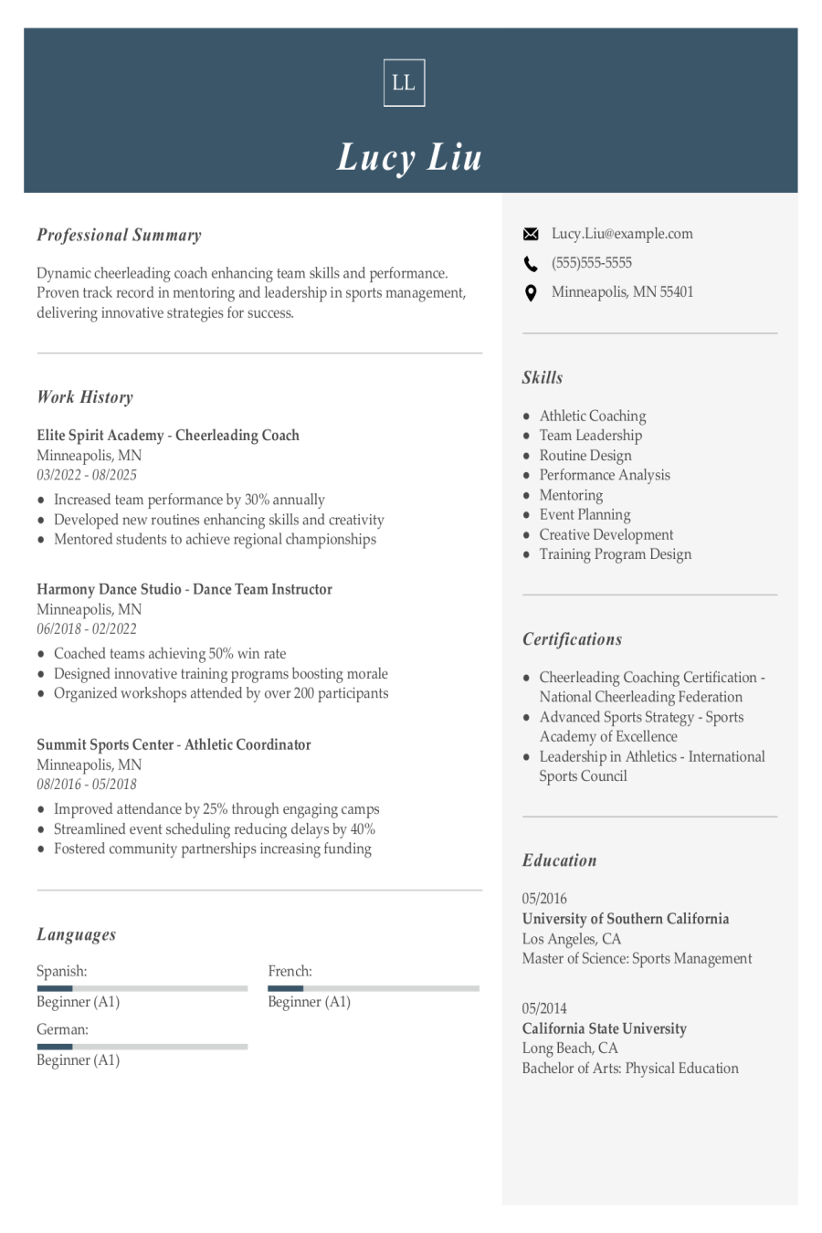 Cheerleading Coach Resume Examples & Templates (2025)