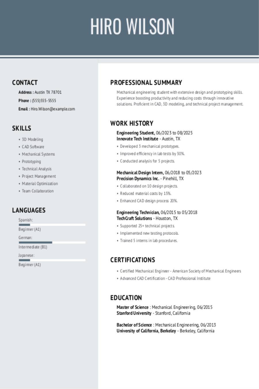 Engineering Student Resume Examples & Templates