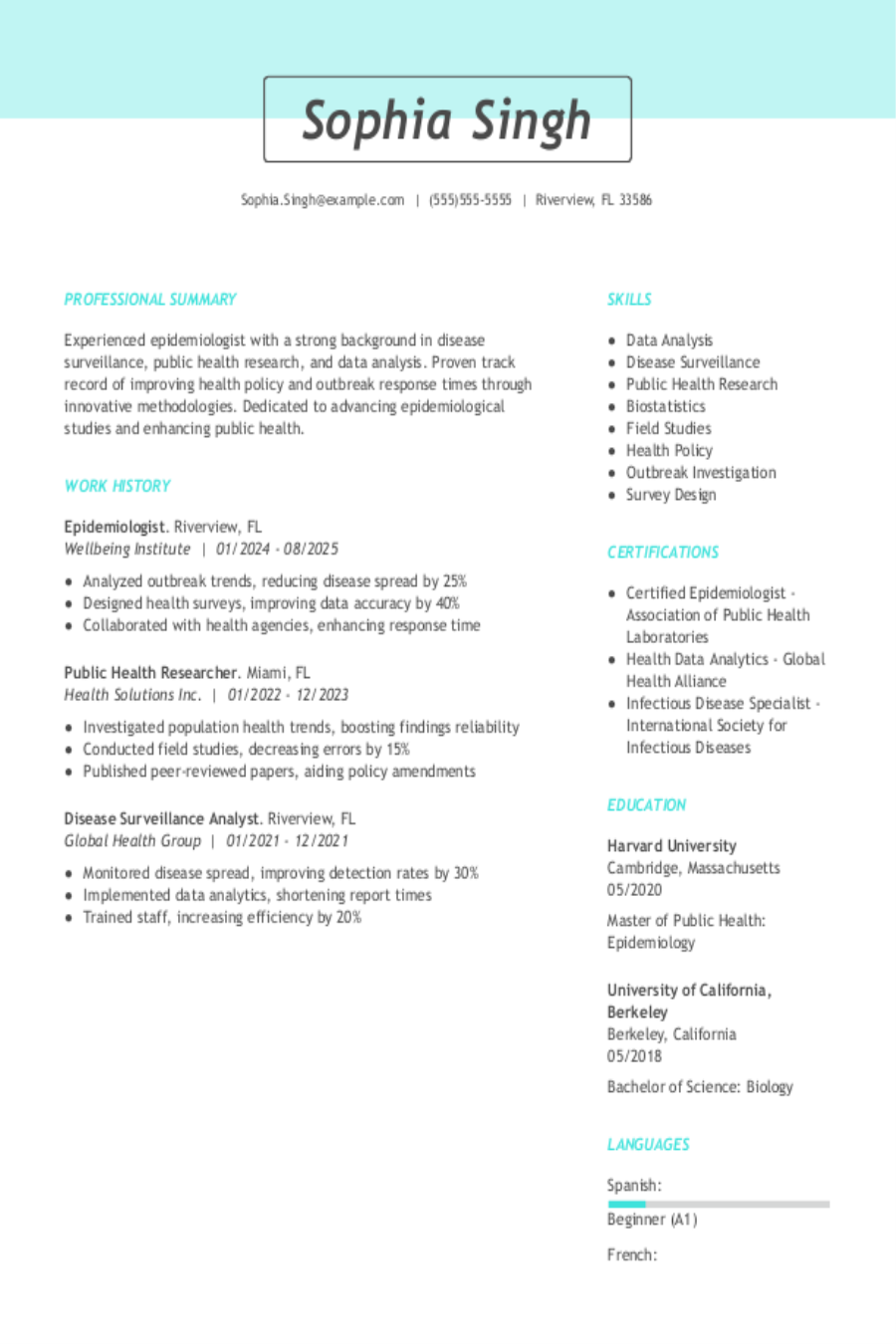 Epidemiologist Resume Examples & Templates (2025)