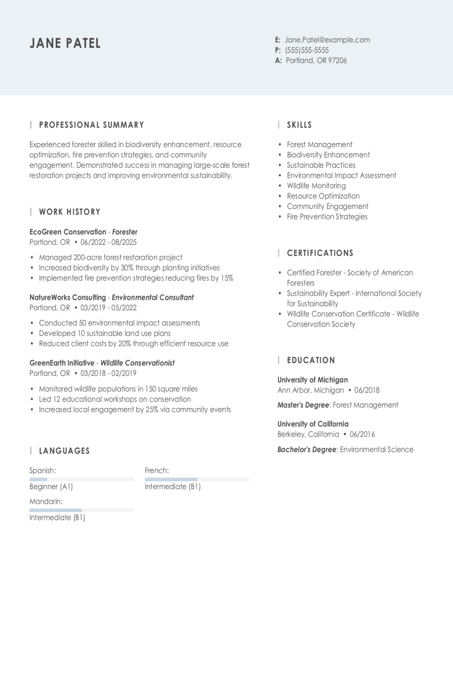 Forester Resume Examples & Templates (2025)