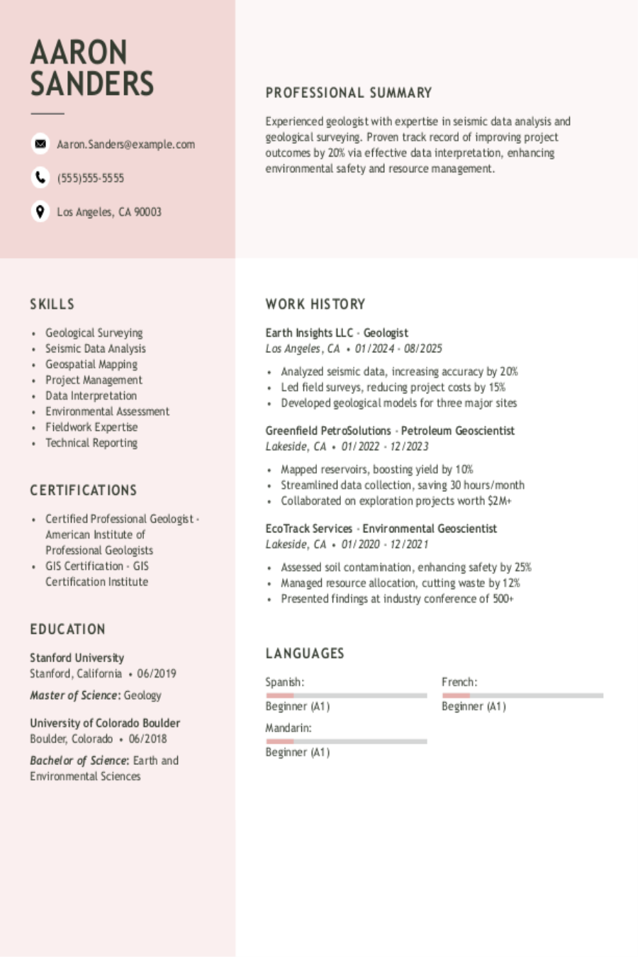 Geologist Resume Examples & Templates