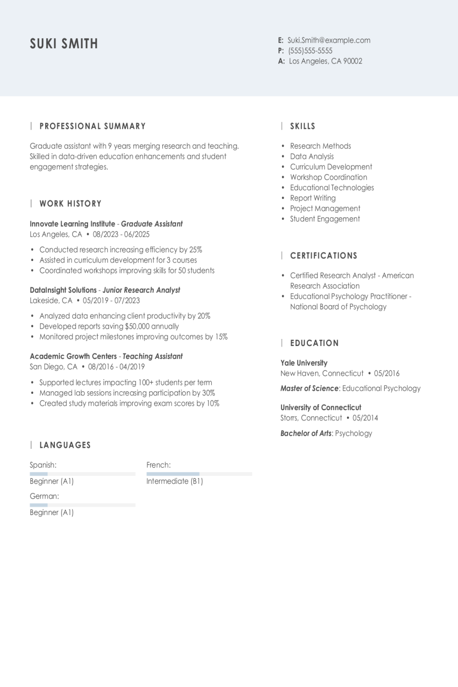 Graduate Assistant Resume Examples & Templates (2025)