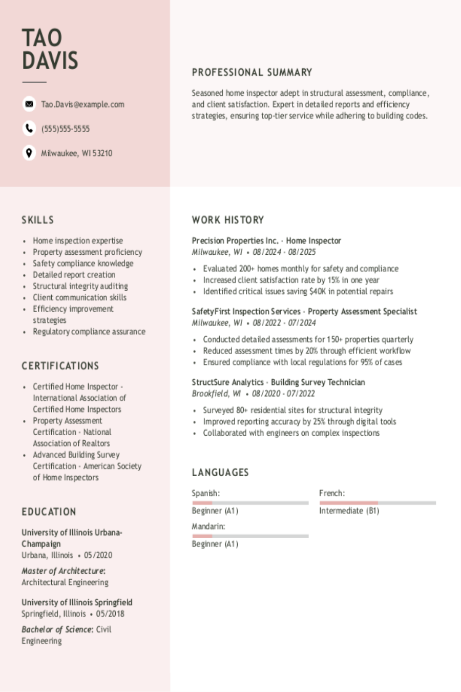 Home Inspector Resume Examples & Templates (2025)