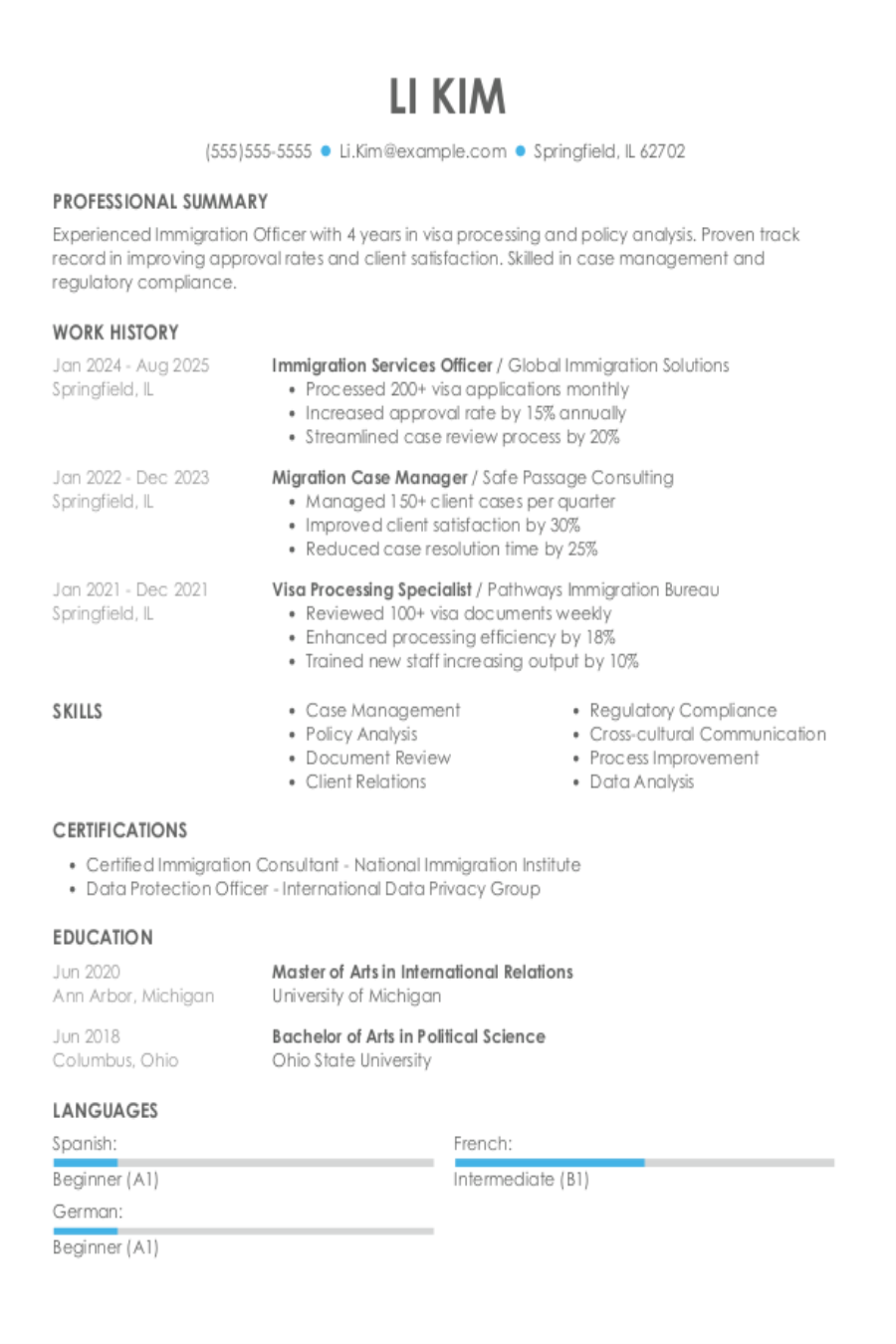 Immigration Services Officer Resume Examples & Templates