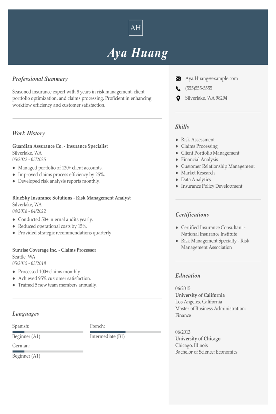 Insurance Resume Examples & Templates
