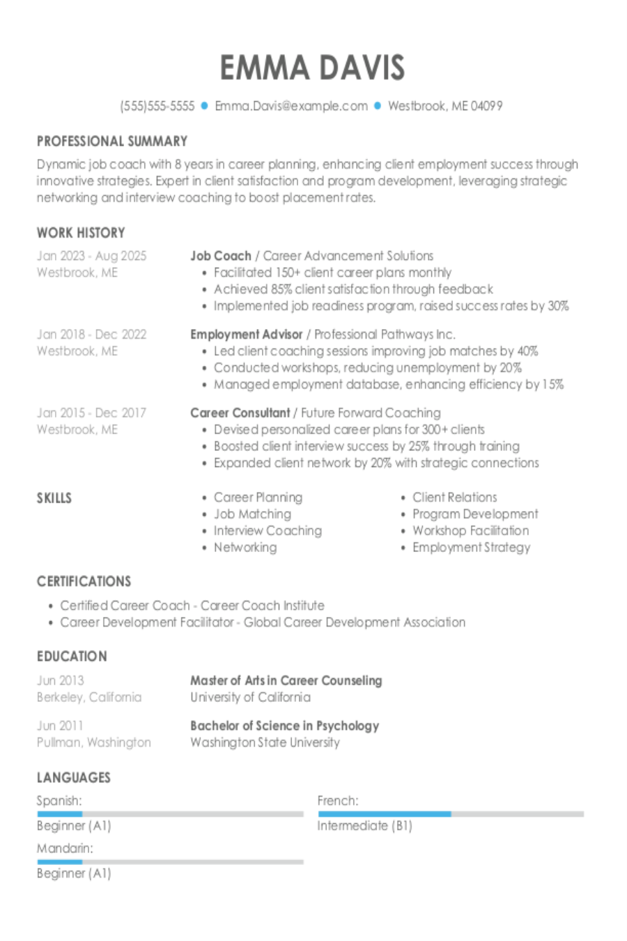 Job Coach Resume Examples & Templates