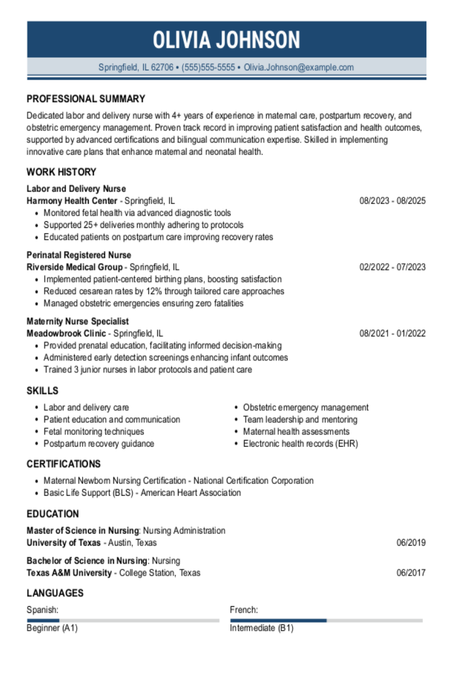 Labor and Delivery Nurse Resume Examples & Templates