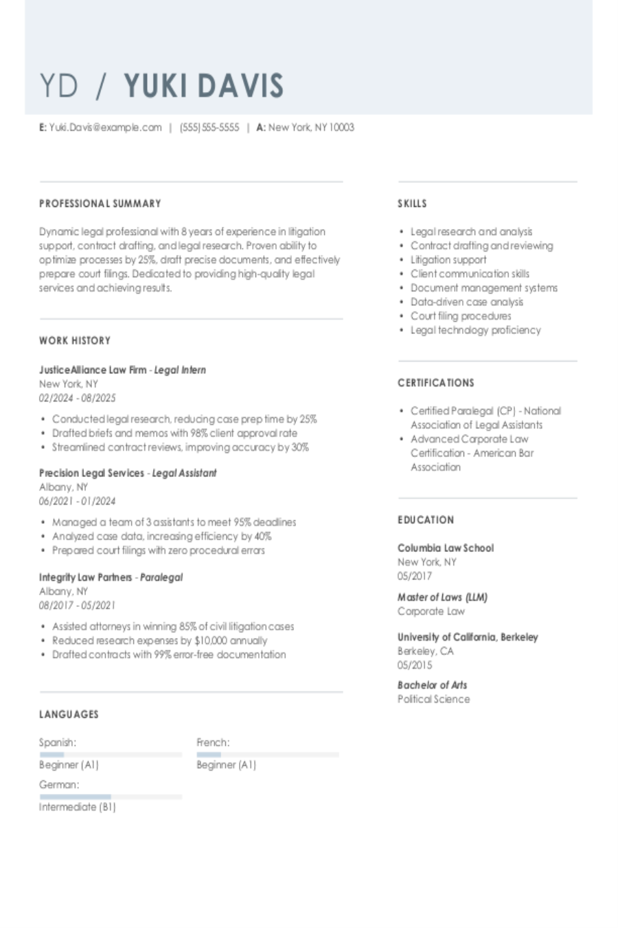 Legal Intern Resume Examples & Templates (2025)