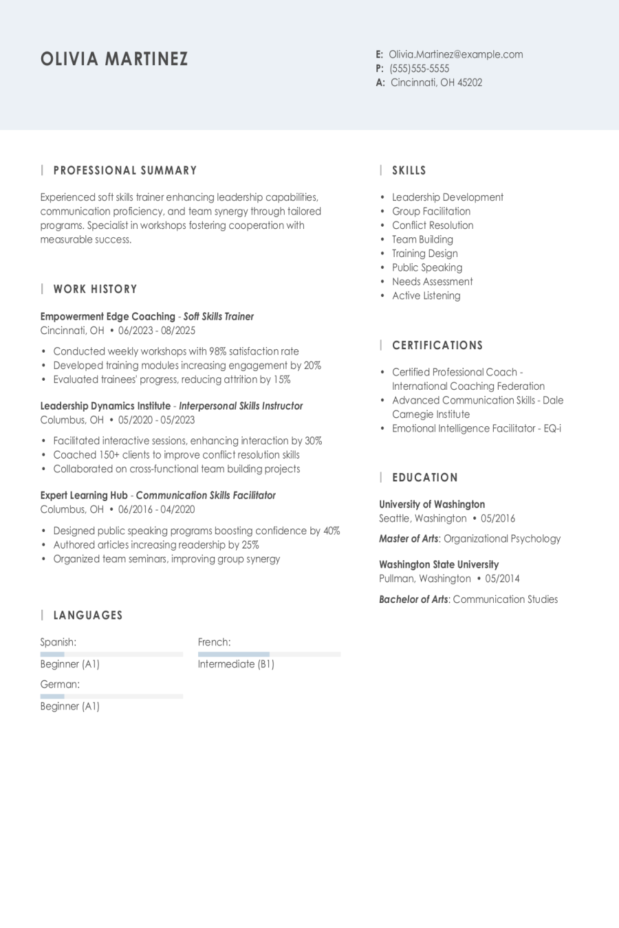 Soft Skills Trainer Resume Examples & Templates (2025)