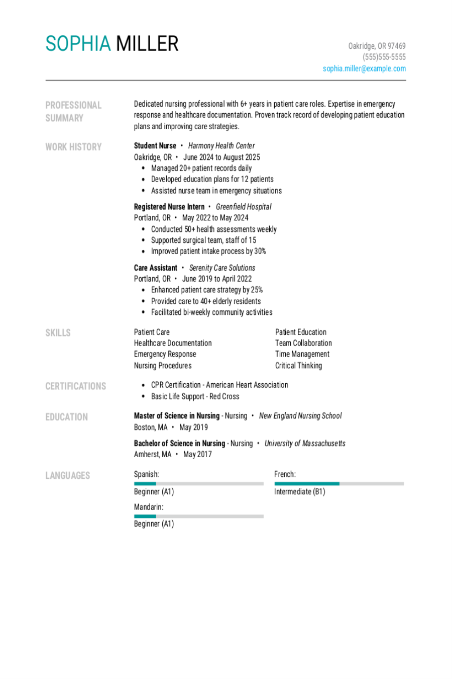 Student Nurse Resume Examples & Templates