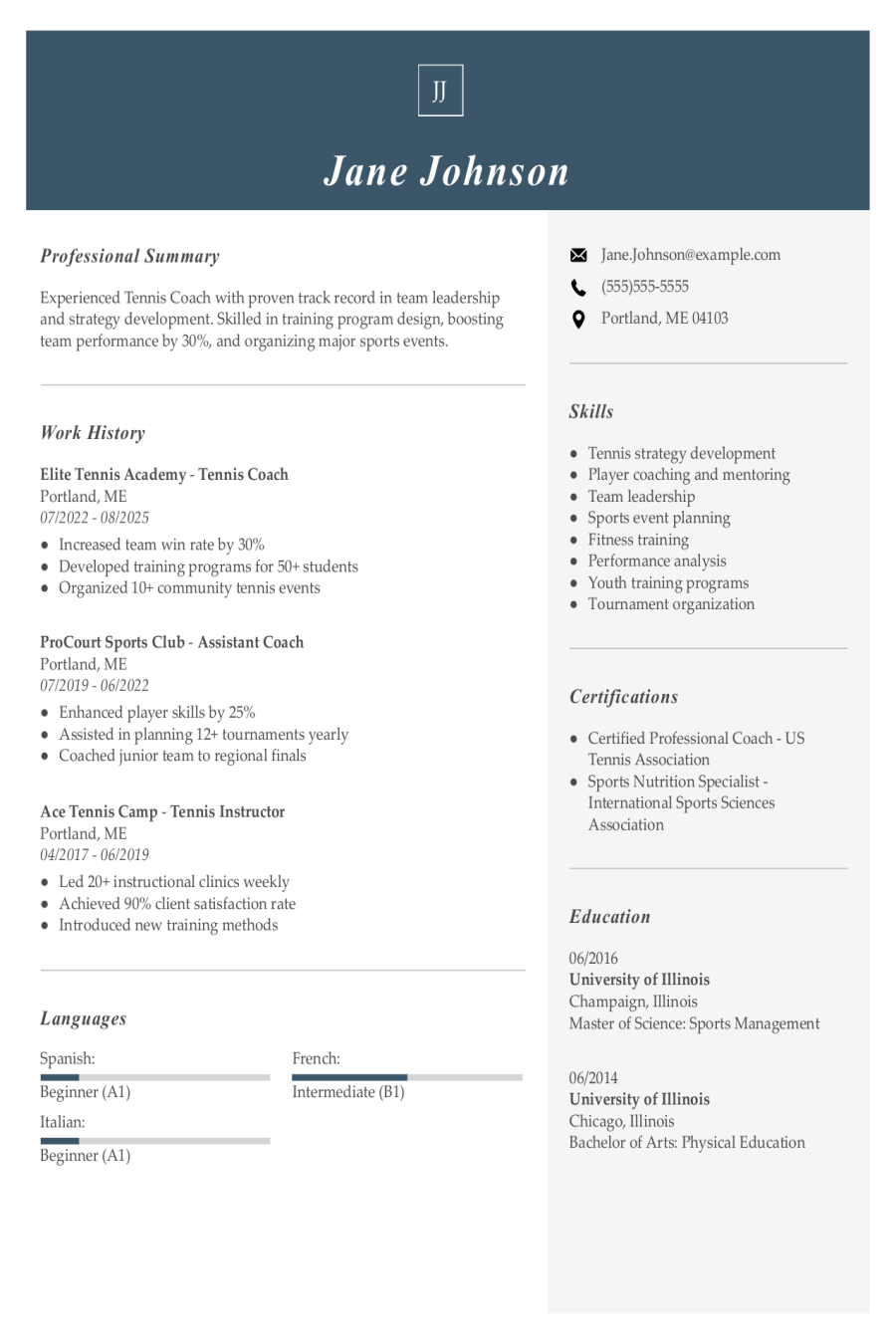 Tennis Coach Resume Examples & Templates (2025)