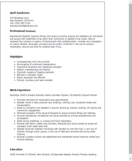 Disability Support Worker Resume Template MyPerfectResume